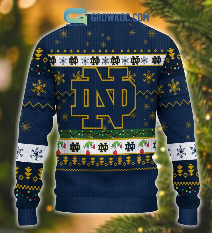 Notre Dame Fighting Irish NCAA Grinch Christmas Ugly Sweater - Growkoc