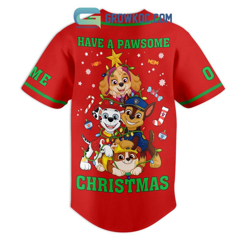 Paw Patrol Have A Pawsome Christmas Holiday Custom Name Number Baseball ...