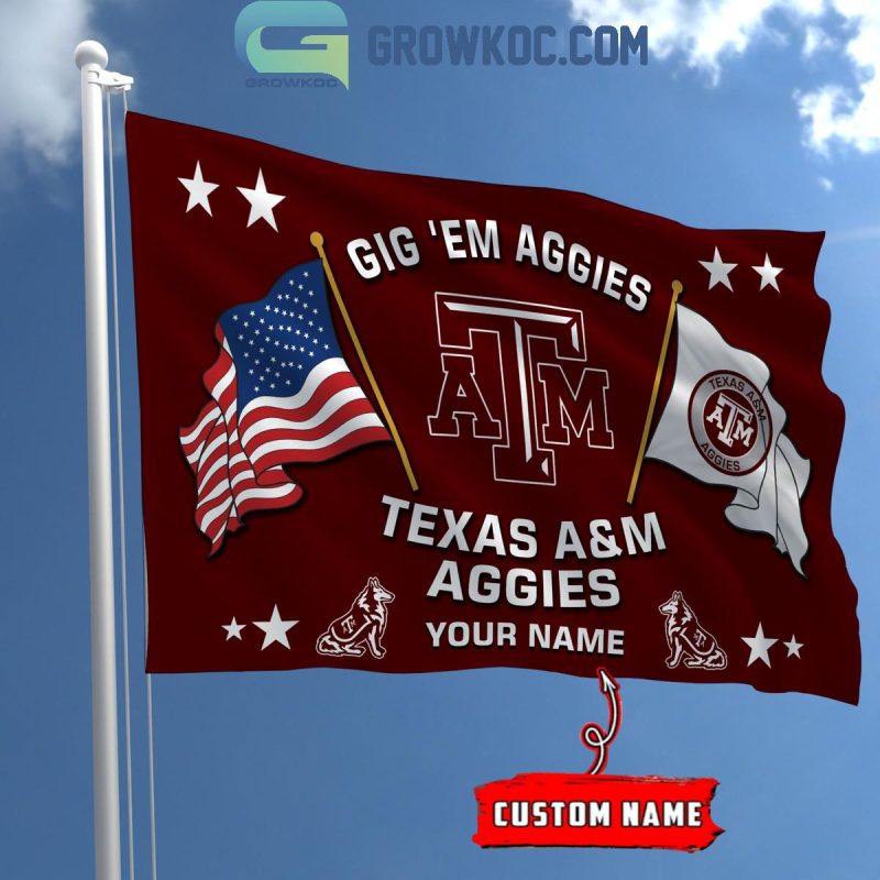 Texas A&M Aggies Gig 'Em Aggies 2024 Personalized Flag - Growkoc