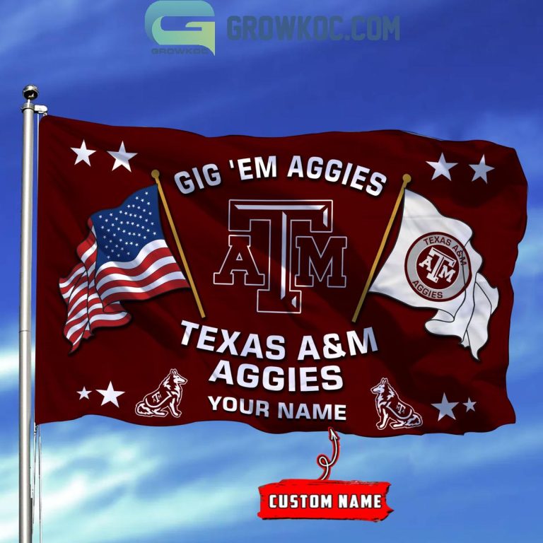 Texas A&M Aggies Gig 'Em Aggies 2024 Personalized Flag - Growkoc