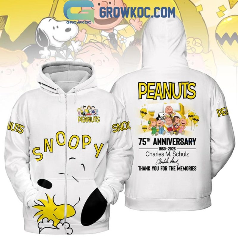 Snoopy Peanuts 75th Anniversary 1959-2025 Thank You Hoodie T-Shirt - Growkoc